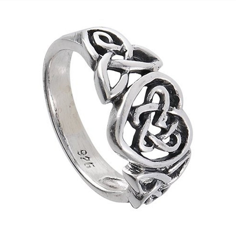 Celtic Heart Ring 925 Sterling Silver Trinity Love Knot Band