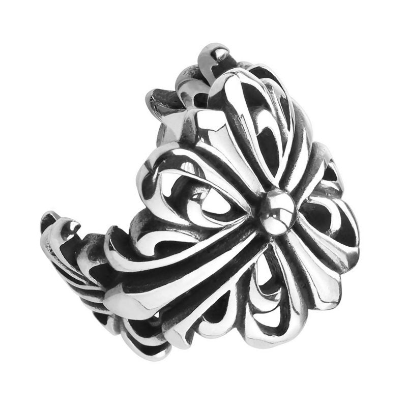 Gothic Cross Ring Stainless Steel Large Knights Crucifix LARP Band