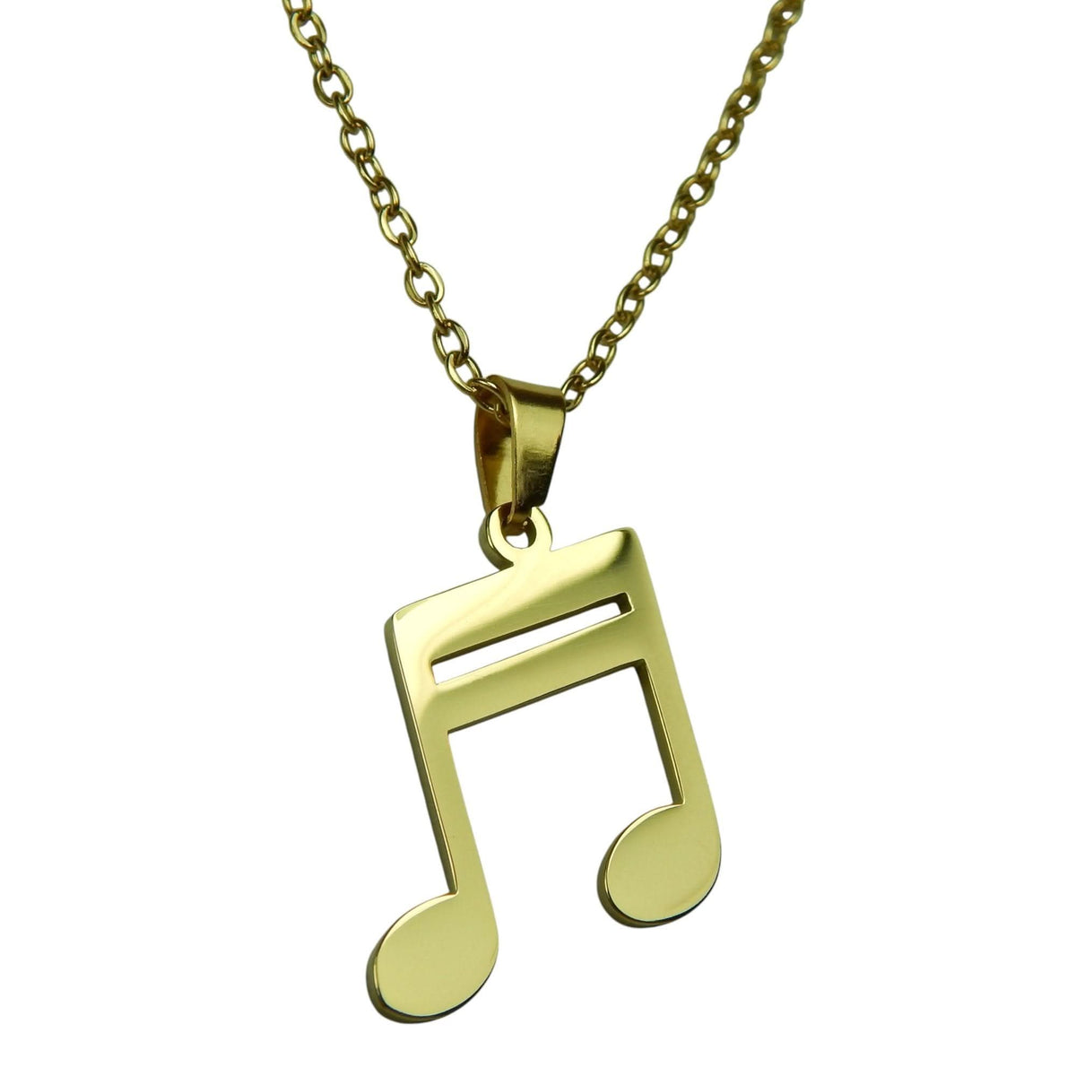 Music Note Necklace Gold PVD Stainless Steel Musician Pendant Guitar K