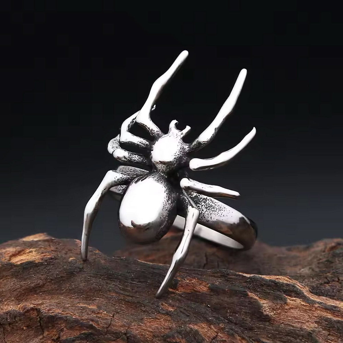 Realistic 3D Spider Ring Silver 316L Surgical Stainless Steel Tarantul