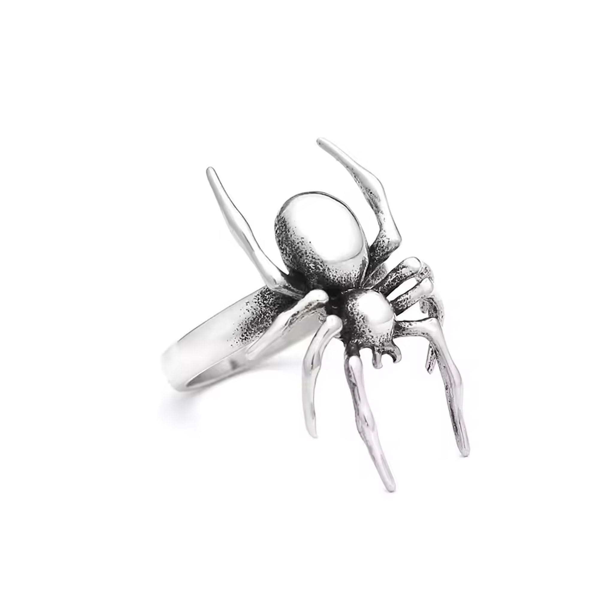 Realistic 3D Spider Ring Silver 316L Surgical Stainless Steel Tarantul