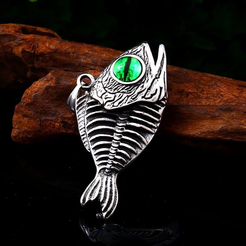 Biomechanical Fish Necklace Stainless Steel Cyborg Robot Tuna Fisherma