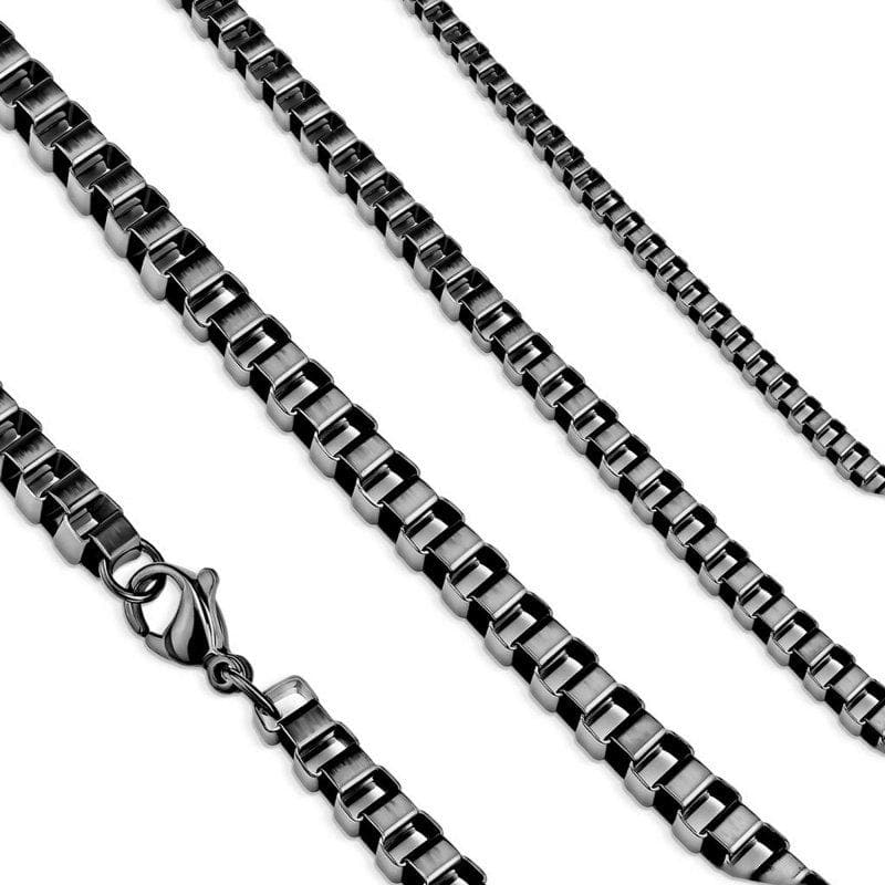 Black Box Chain Necklace Stainless Steel 4mm