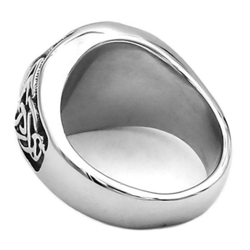 Celtic Cross Signet Ring Stainless Steel Trinity Knot Band