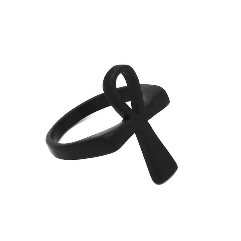 Egyptian Ankh Ring Black Stainless Steel Ancient Egypt Spiritual Aunk