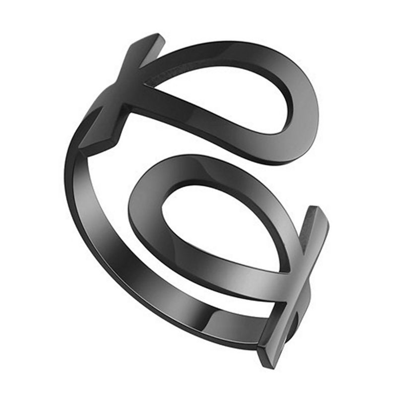 Egyptian Double Ankh Ring Black Stainless Steel Cosplay Spiritual Aunk
