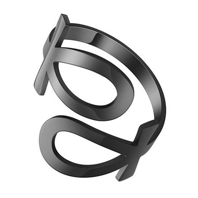 Egyptian Double Ankh Ring Black Stainless Steel Cosplay Spiritual Aunk