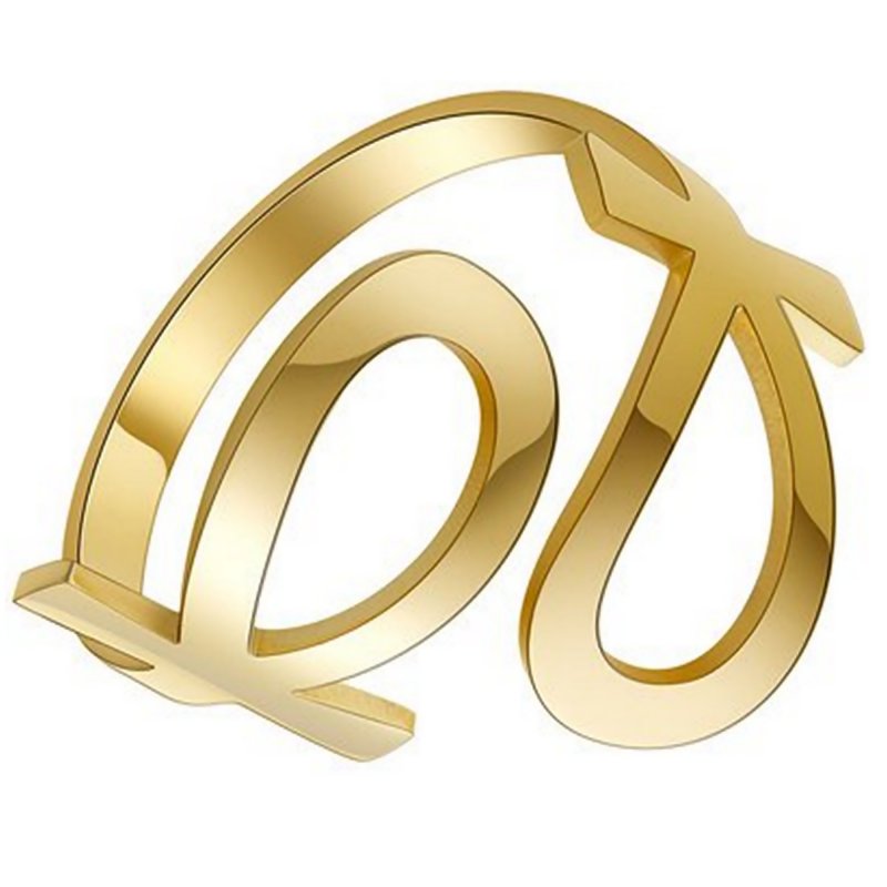 Egyptian Double Ankh Ring Gold Stainless Steel Spiritual Life Symbol W