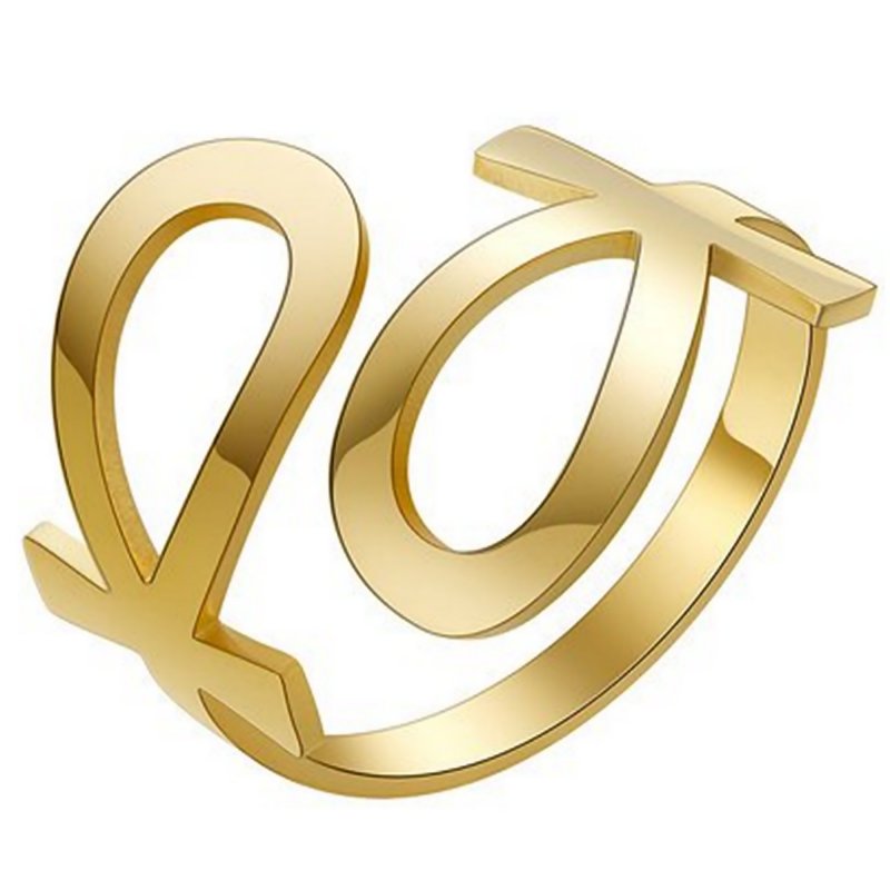 Egyptian Double Ankh Ring Gold Stainless Steel Spiritual Life Symbol W