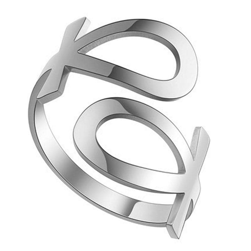 Egyptian Double Ankh Ring Stainless Steel Spiritual Life Symbol Band
