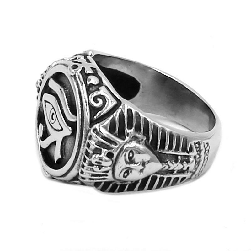 Egyptian Eye of Ra Ring Stainless Steel Ancient Egypt King Tut Signet