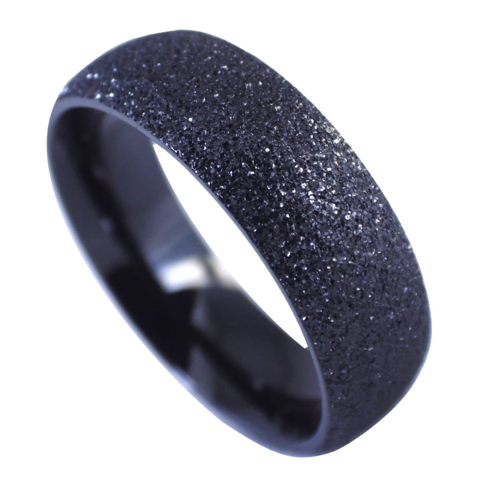 Hypoallergenic Black Stainless Steel Ring - Textured Glitter Finish