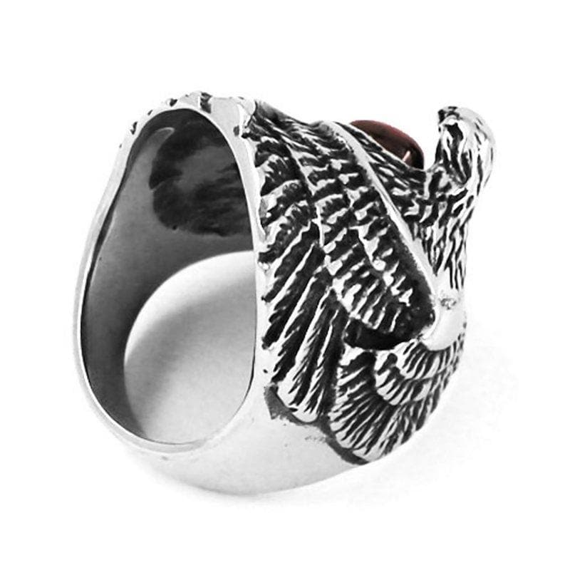 Large Phoenix Ring Mens Womens Stainless Steel Falcon Firebird Band