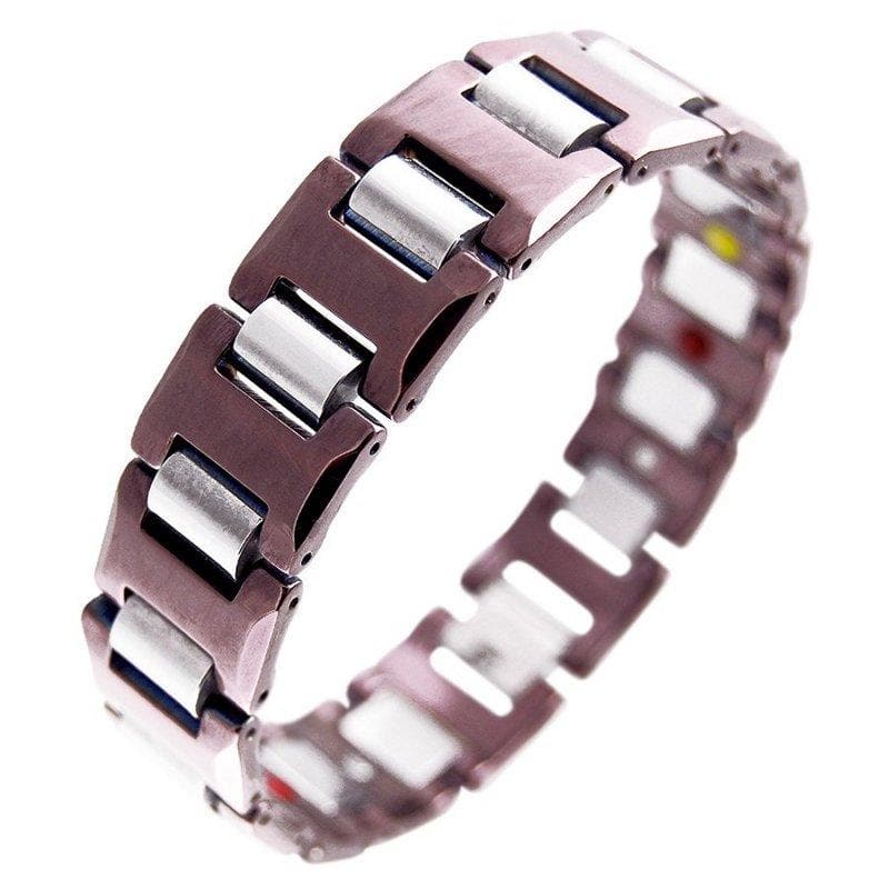 Mens Classic Purple Tungsten Link Bracelet Modern Cuff