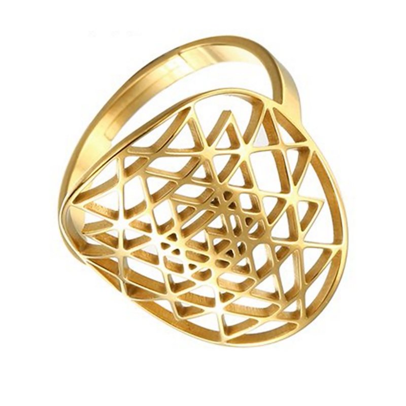 Sri Yantra Ring Gold Stainless Steel Sacred Geometry Golden Proportion