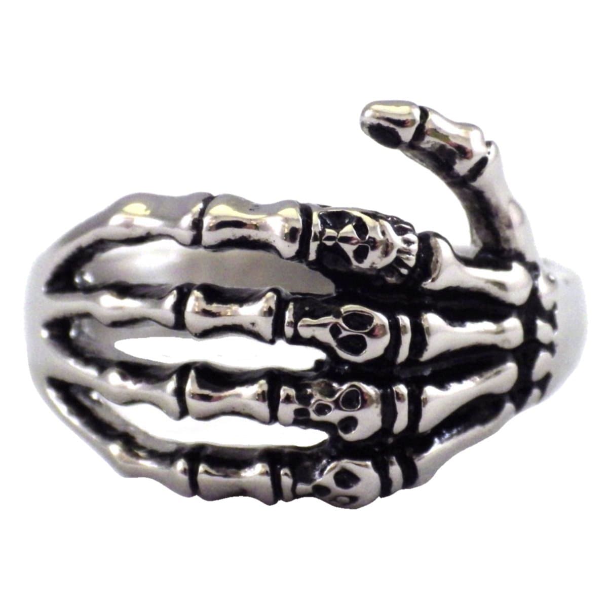 Skeleton Hand Stainless Steel Ring Wearing Little Skull Rings
